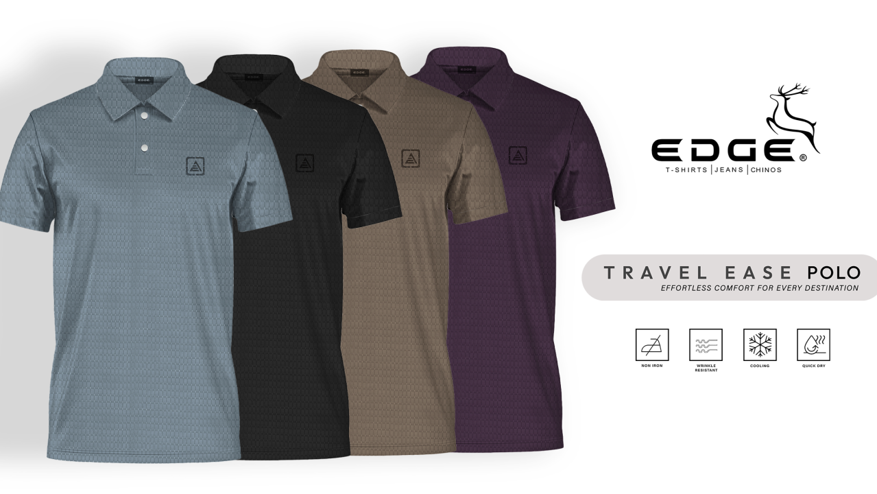 Edge Casuals Travel Ease Polo for Work and Travel Comfort