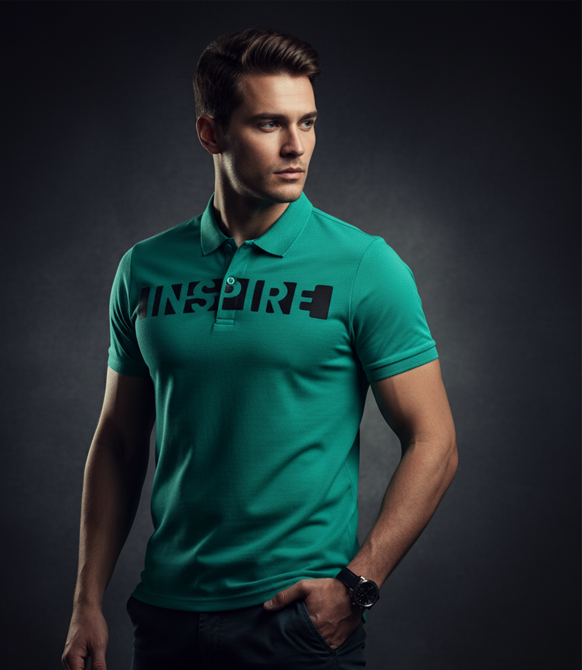 Men's Solid Colour Polo Shirt - Classic Printed Detail | EDGE Casuals