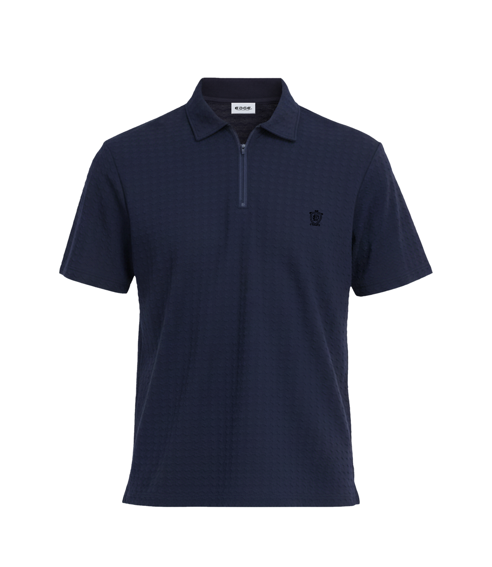 Men's Zipped Polo Shirt - Textured Cotton Blend | EDGE Casuals